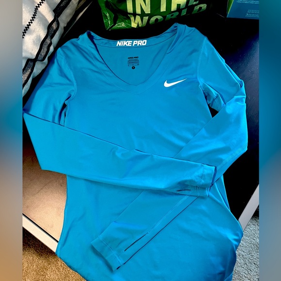 Nike | Tops | Blue Nike Pro Long Sleeve | Poshmark